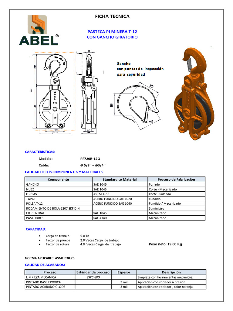 Ficha Tecnica Pasteca PJ Minera T-12 | PDF | Tecnología