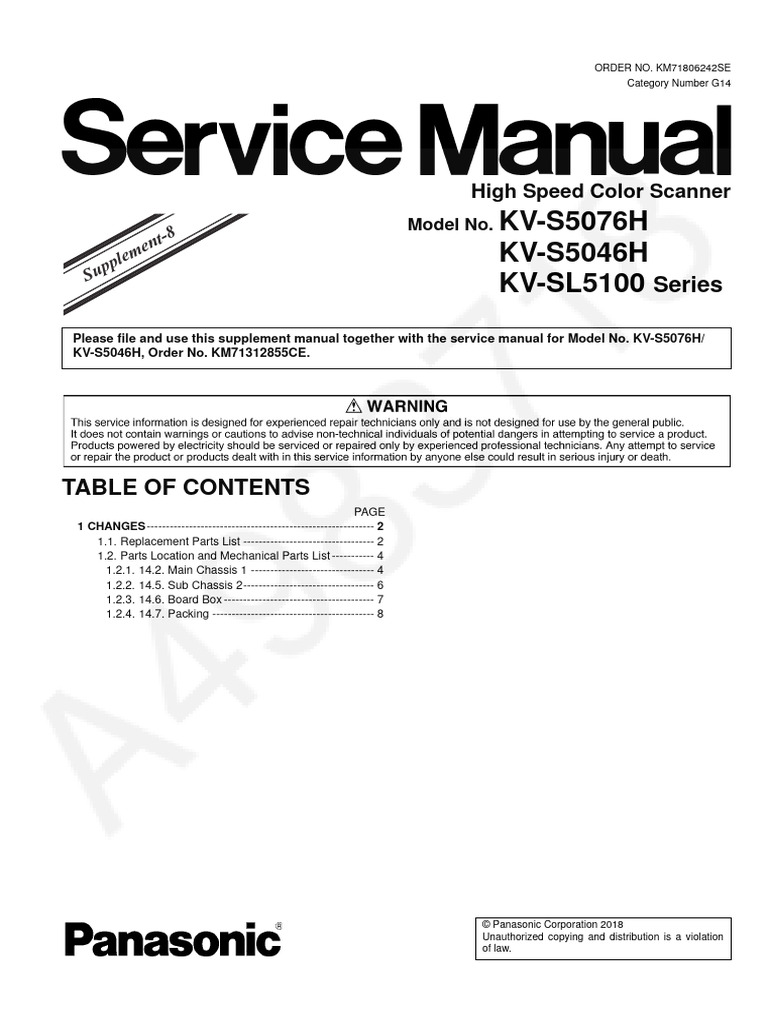 Servicemanual Panasonic kv-s5046h 5076h s8 | PDF | Computing