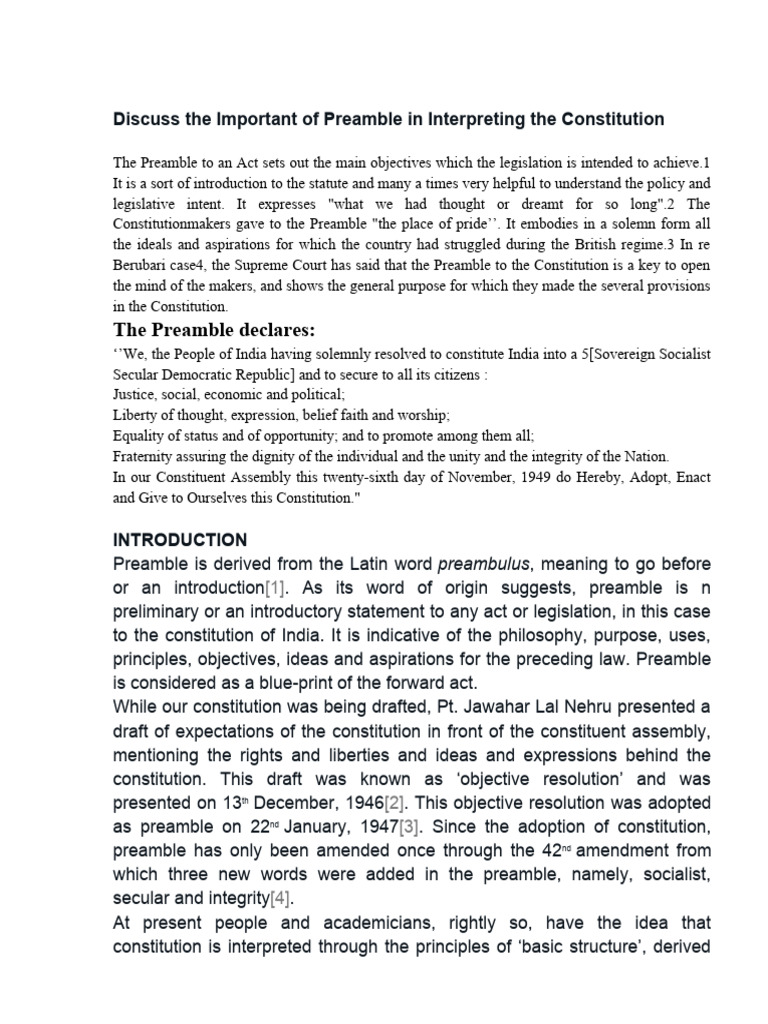 Preamble Interpre | PDF | Political Science | Legal Documents