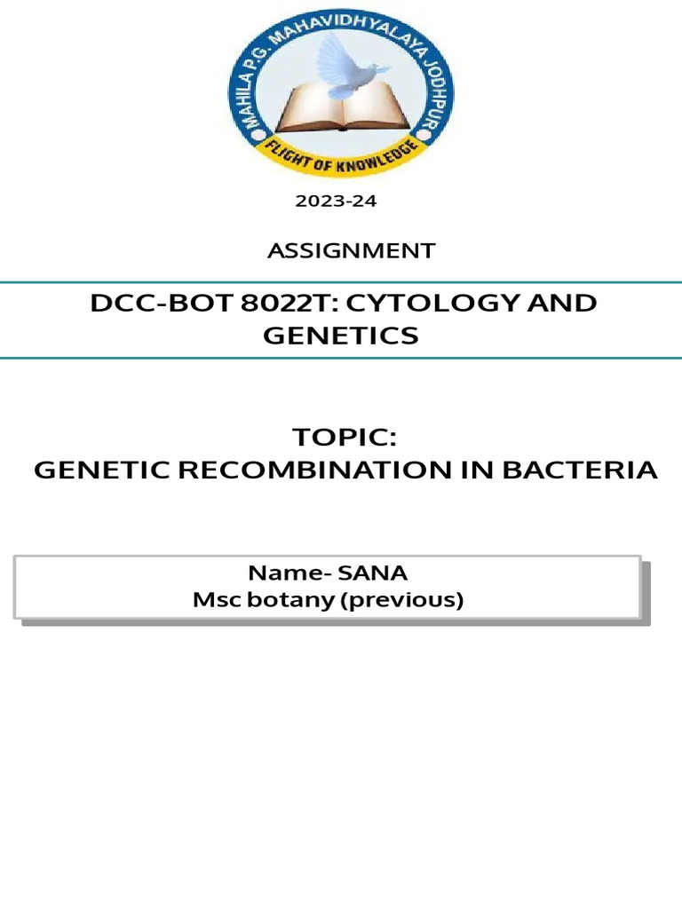Cytology Assignment | PDF | Transformation (Genetics) | Bacteria