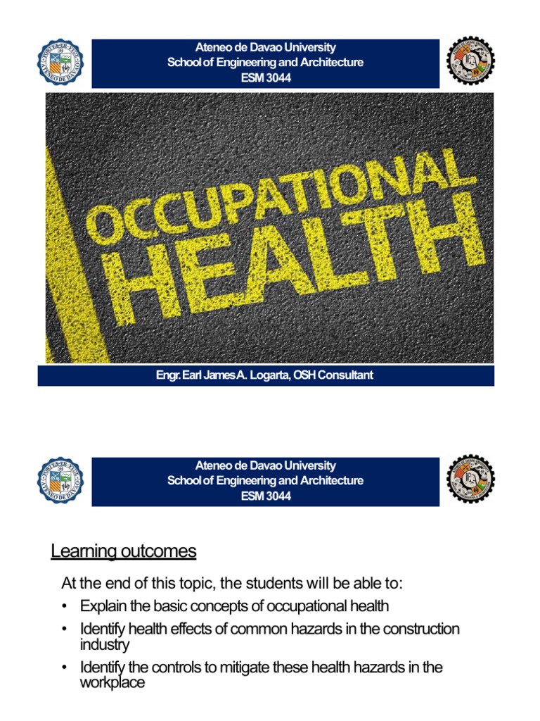 L10 - Occupational Health | PDF | Occupational Safety And Health | Workplace