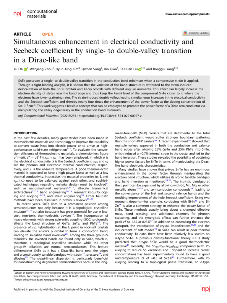 Simultaneous Enhancement in Electrical Conductivity and Seebeck ...