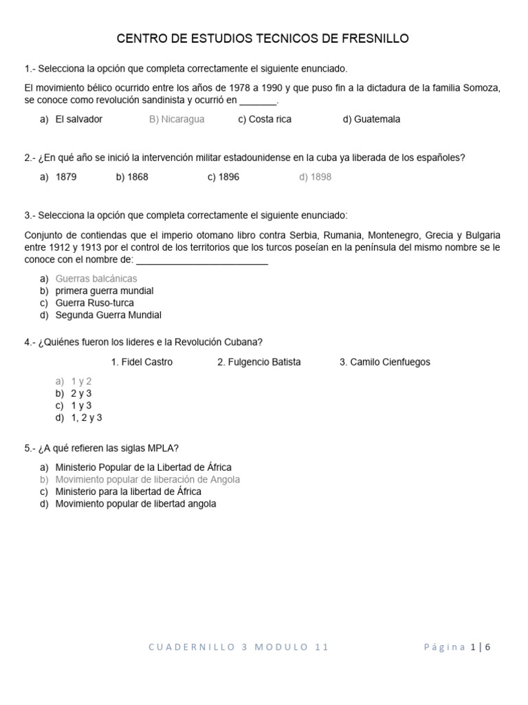 Cuadernillo 3 Modulo 11 | PDF | Cuba | Israel