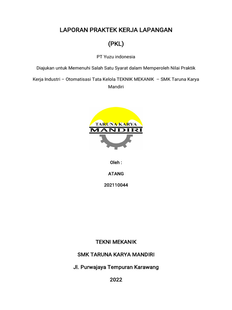 Laporan PKL Atang | PDF | Karier & Perkembangan
