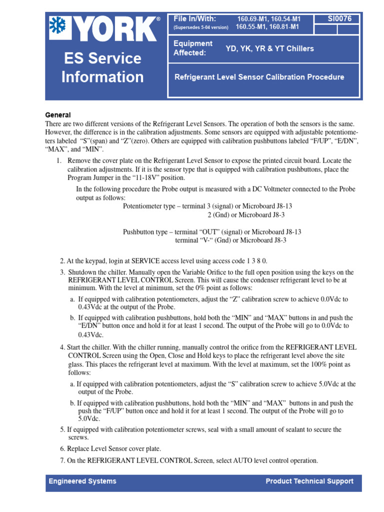 Refrigerant Level Sensor Calibration Procedure | PDF | Metrology ...