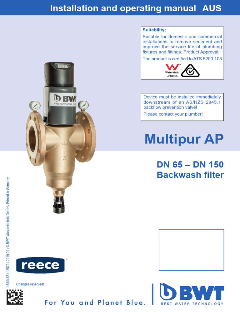 BWT Multipur Installation Manual | Download Free PDF | Filtration | Electrical Connector