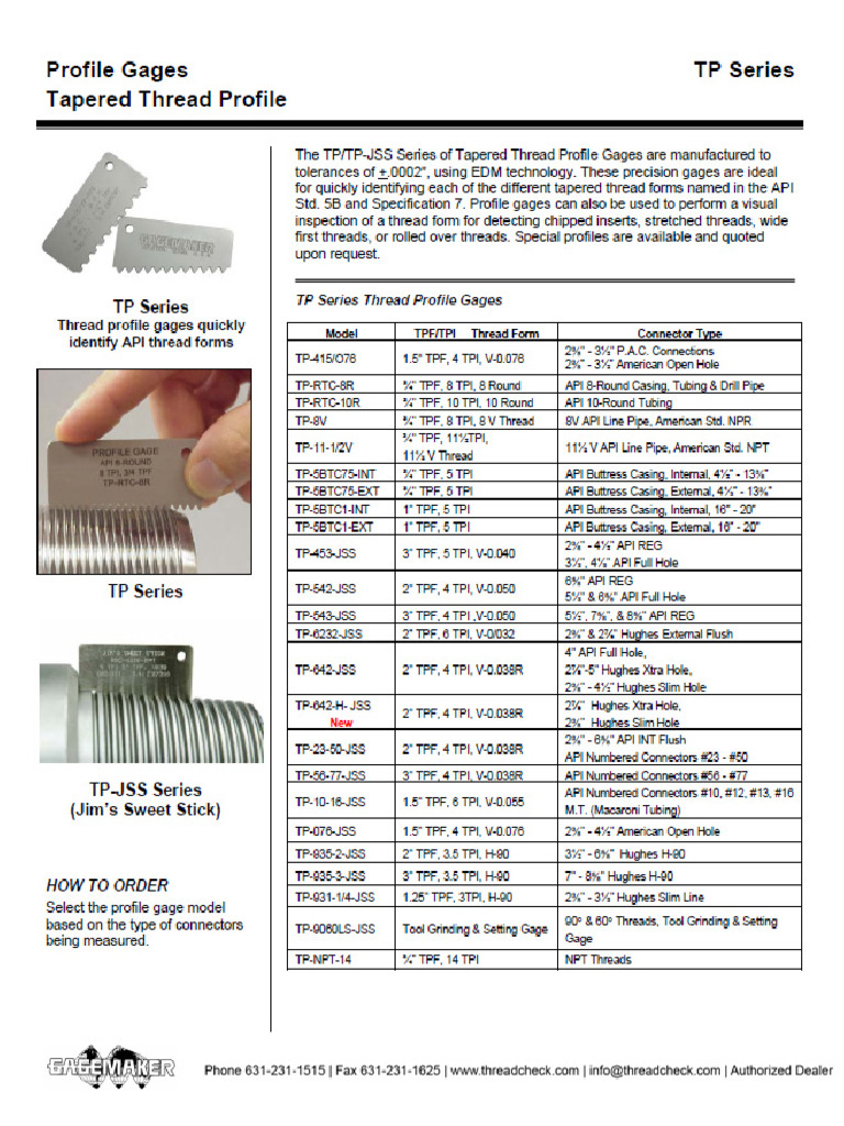 Profile-Gages-Tapered-Thread-Profile Con Tolerancias1 | PDF