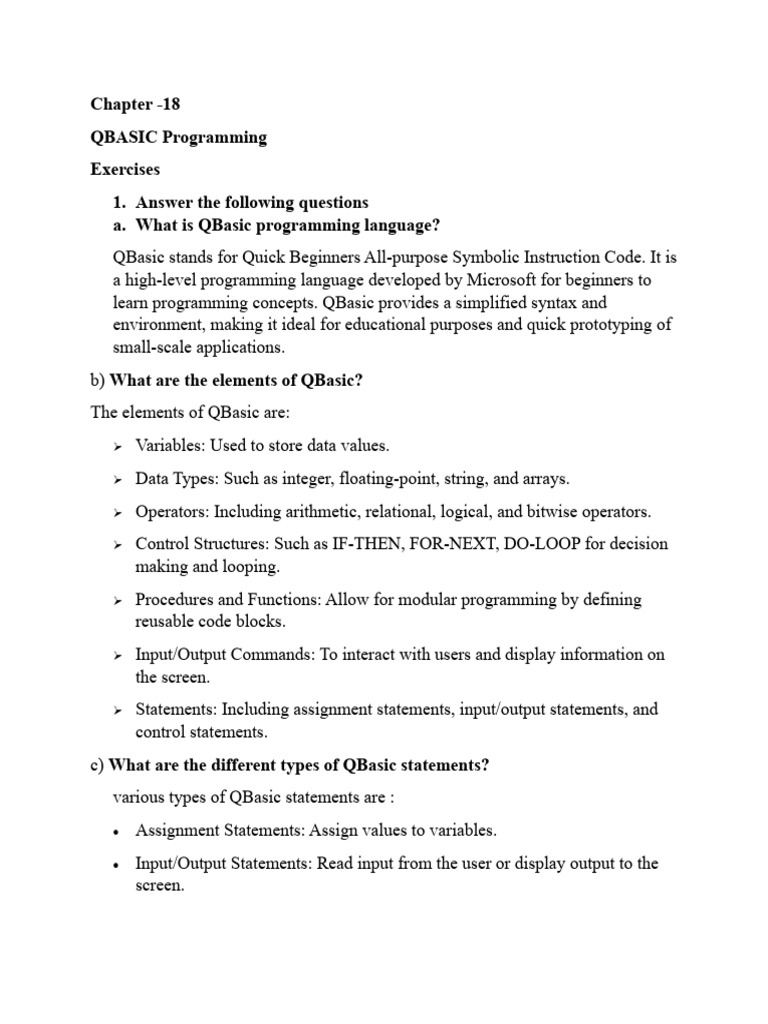 QBASIC Exercises | PDF | Computer Program | Programming QBASIC Exercises | PDF | Computer Program | Programming