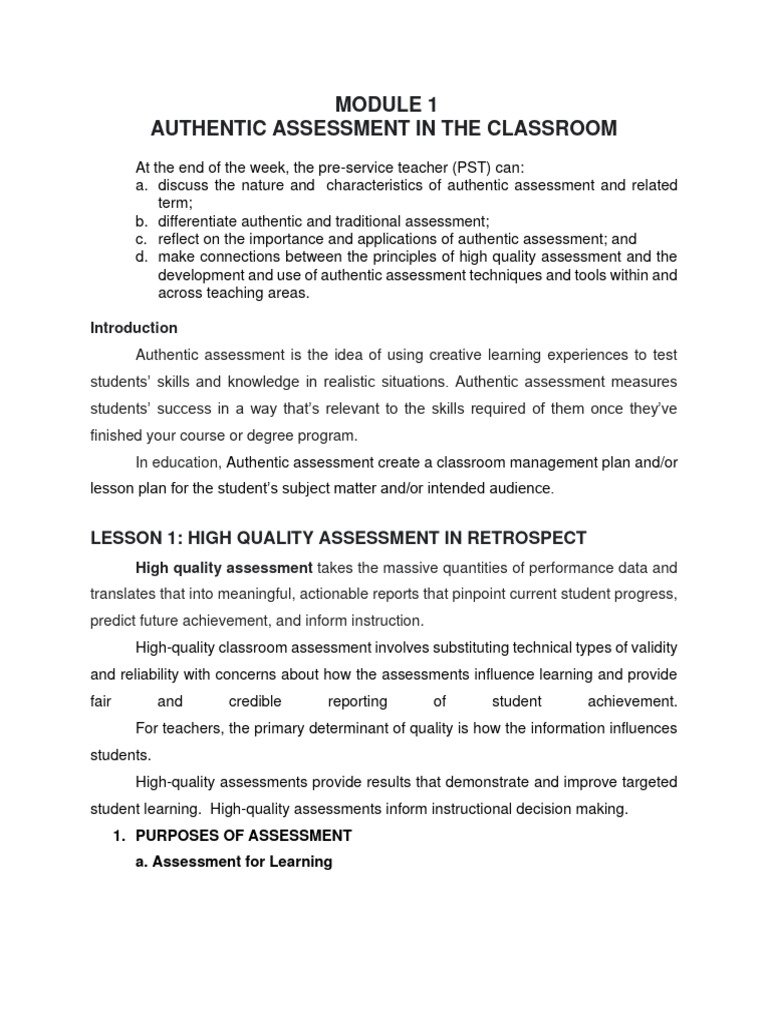 2module-1 Assessment2 Lesson 1 | PDF | Educational Assessment ...
