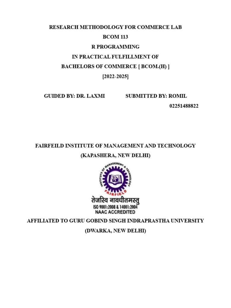 1research Methodology For Commerce Lab | PDF | Matrix (Mathematics ...