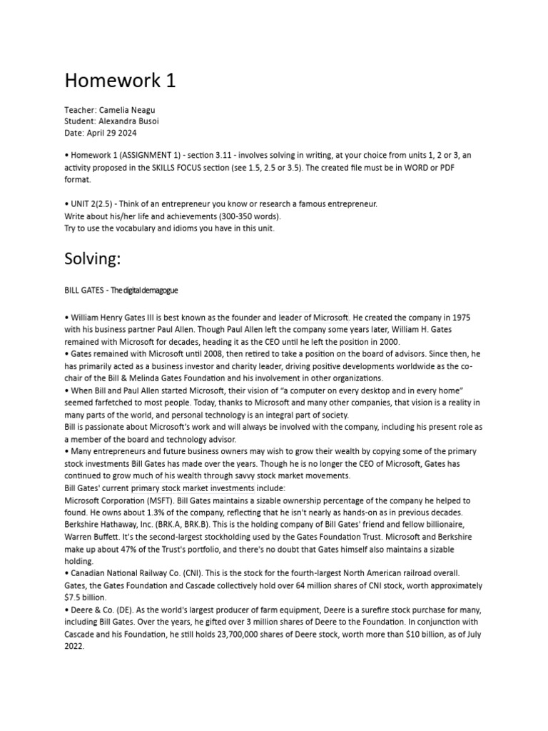 Homework 1 - Busoi Alexandra | PDF | Bill & Melinda Gates Foundation ...