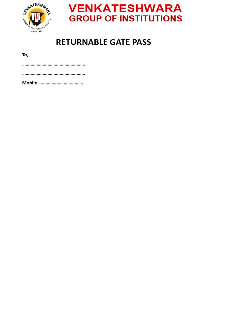 Returnable Gate Pass | PDF