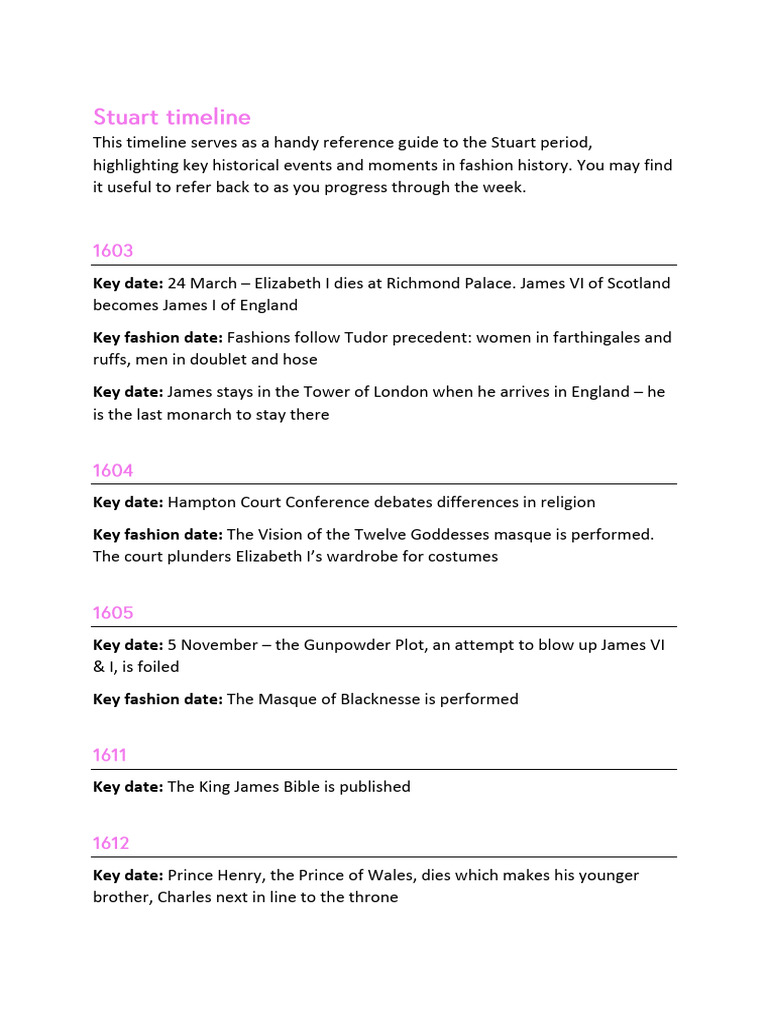 Stuart Timeline | PDF | James Vi And I | Fashion