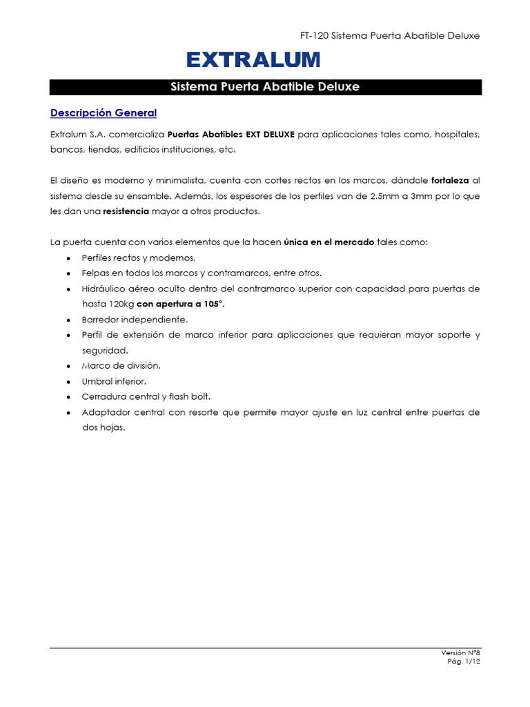 FT-120-Puerta-Abatible-Deluxe SM | PDF | Ventana