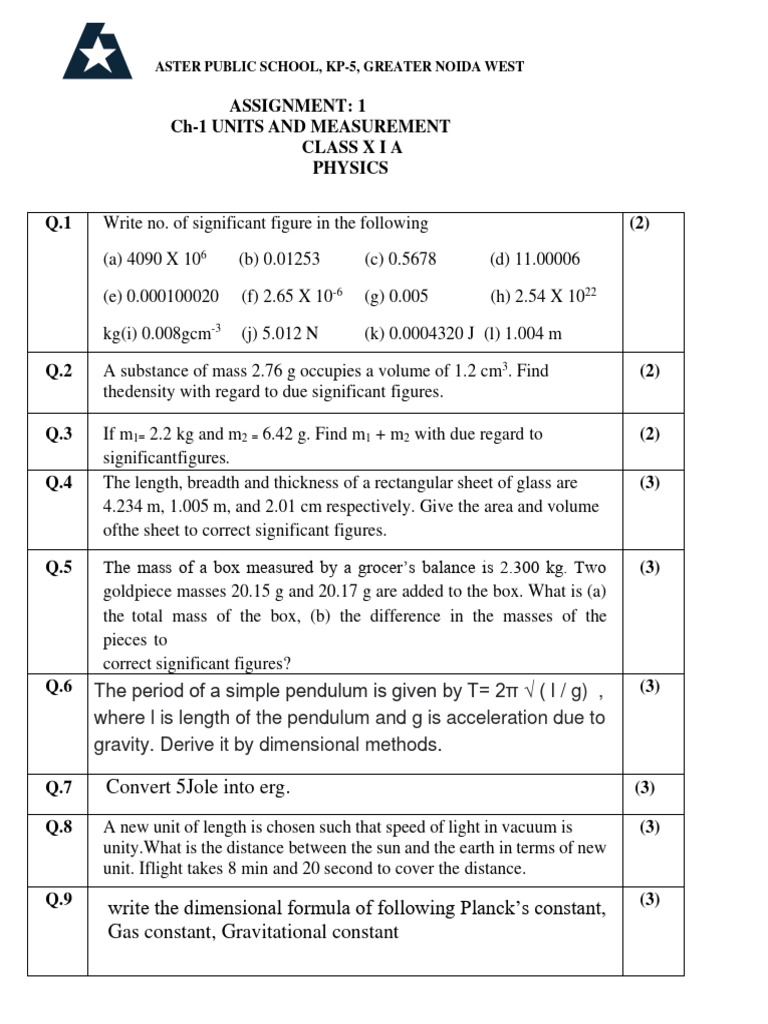 Units and Measurement Assignment | Download Free PDF | Force | Physics