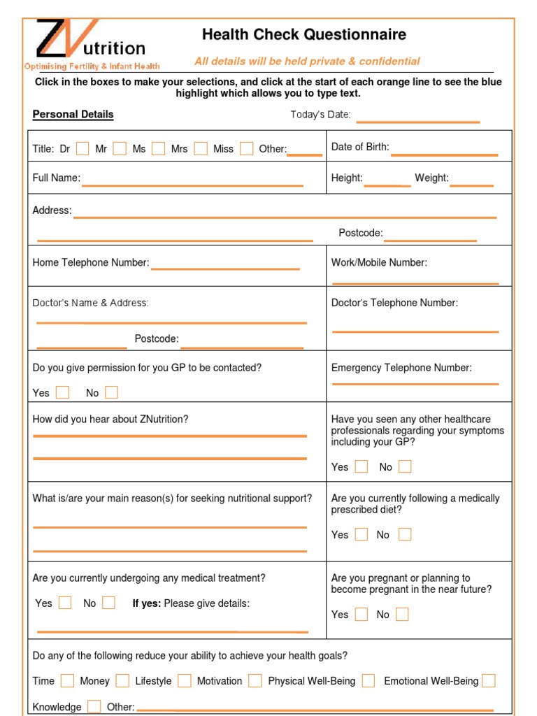 Nutritional Therapy Questionnaire | PDF | Foods | Allergy