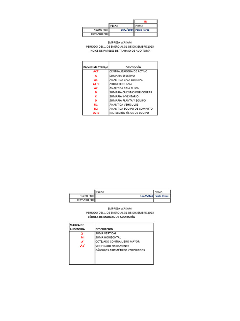 Ejemplo Cedulas 2024 | Descargar gratis PDF | Auditoría | Business