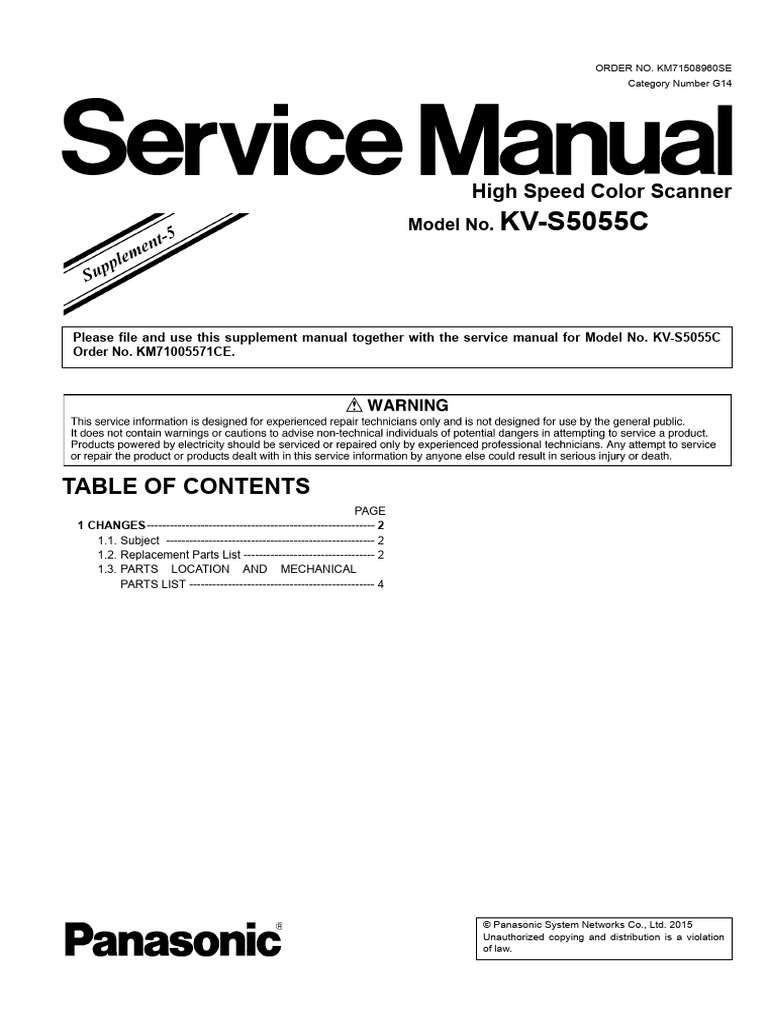 KV-S5055C Scanner Parts Manual Update | PDF | Computing