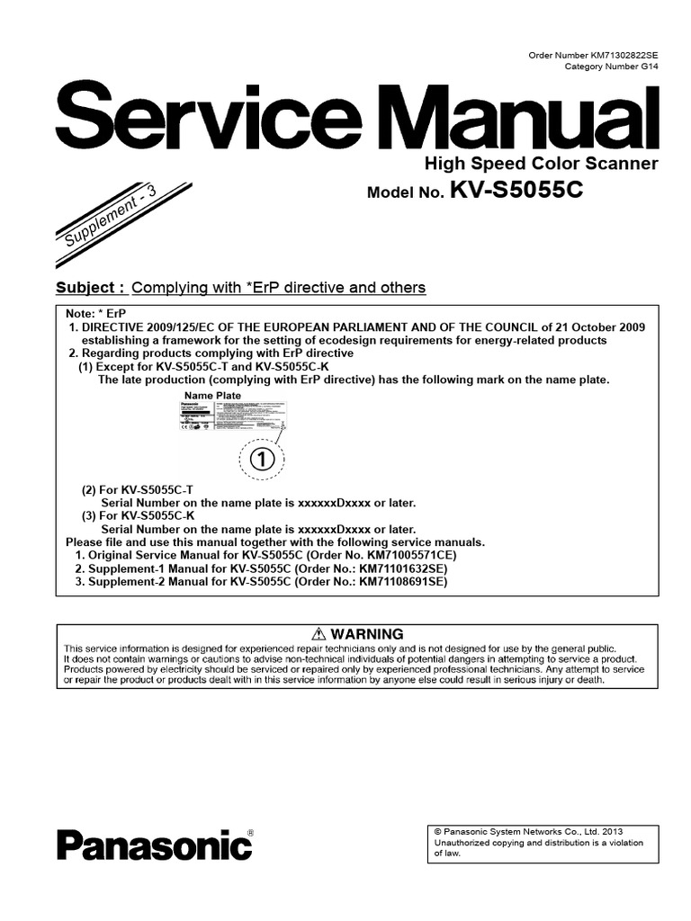 Servicemanual Panasonic kv-s5055c s3 | PDF | Image Scanner | Computer Engineering