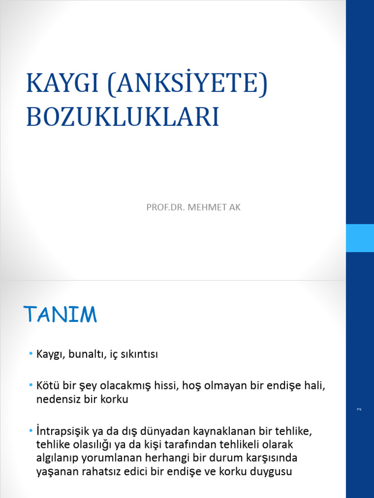 Kaygi (Anksi̇yete) Bozukluklari | PDF