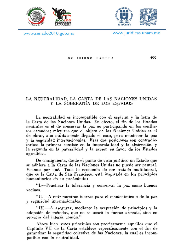 Neutralidad y la Carta de la ONU | PDF | Naciones Unidas | Relaciones ...