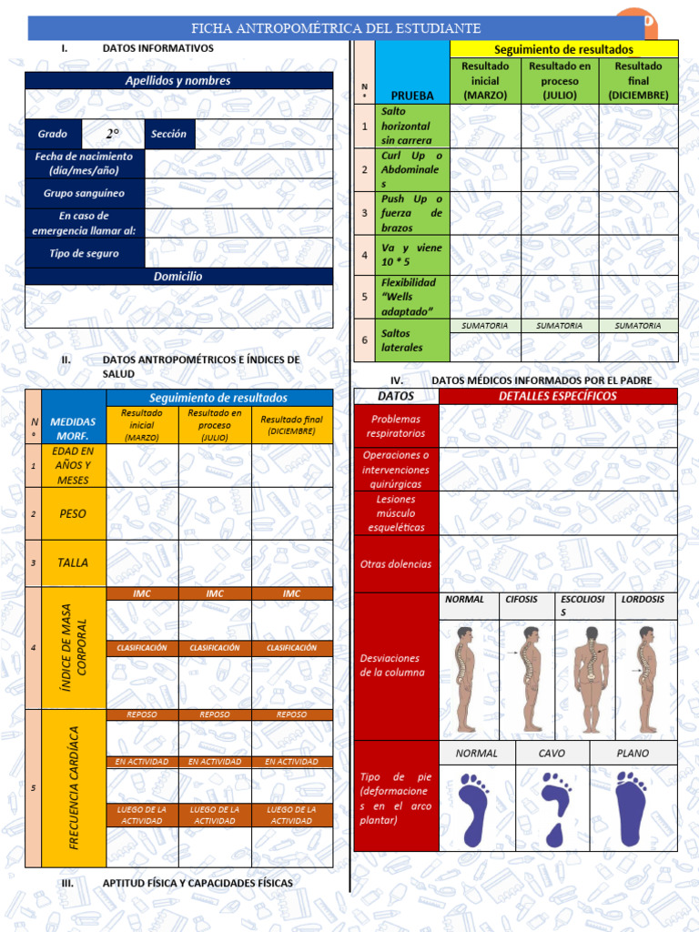 Ficha Biometrica Vi-2° | PDF | Índice de masa corporal | Enfermedades y ...