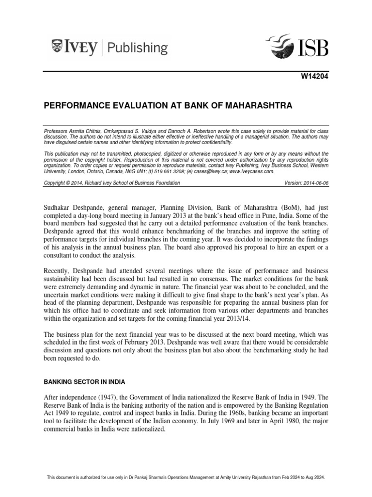 Case Study - Bank of Maharashtra | PDF | Banks | Basel Ii