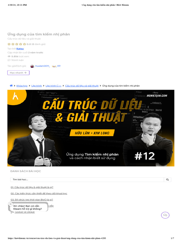 Ứng Dụng Của Tìm Kiếm Nhị Phân - How Kteam | PDF