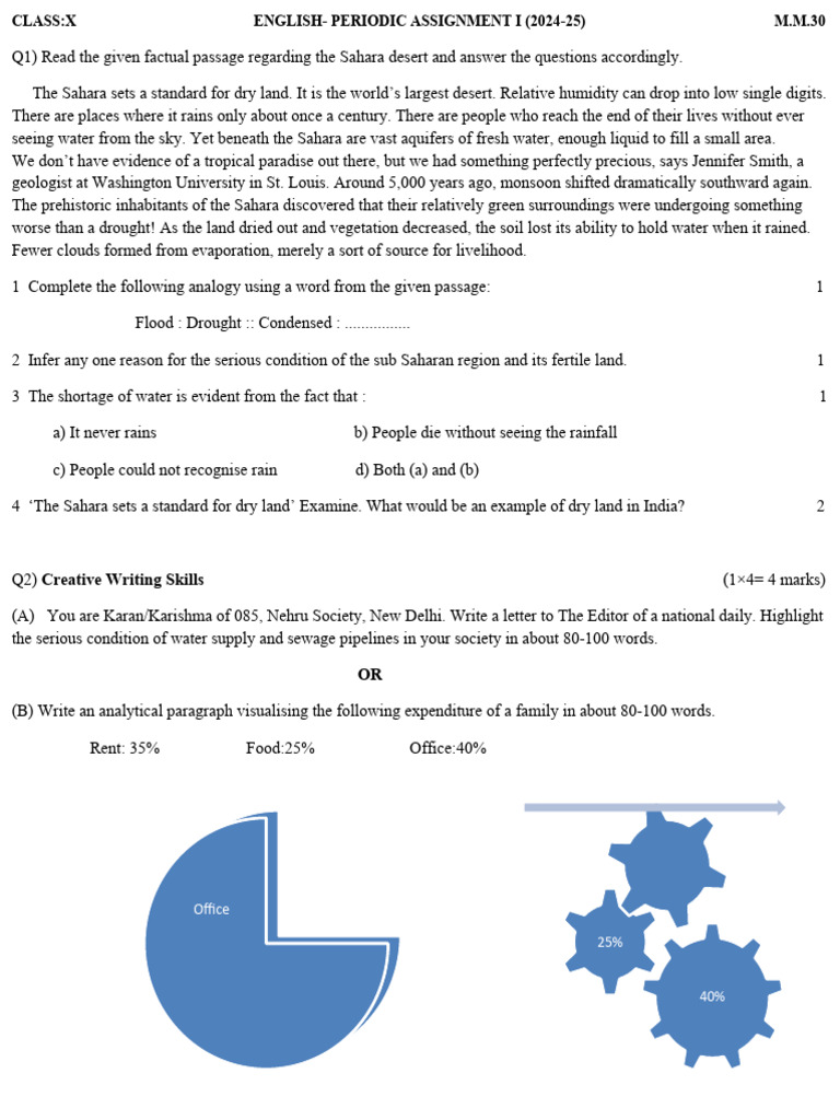 Class X English Assignment | PDF | Rain | Sahara