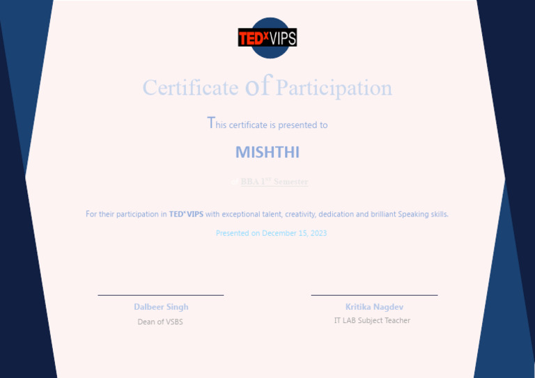 Certificate MISHTHI | PDF