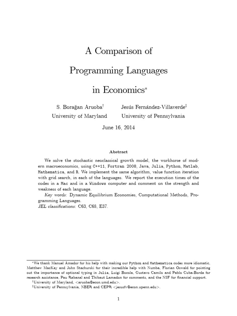 A Comparison of Programming Languages in Economics (16-Jun-2014) | PDF ...
