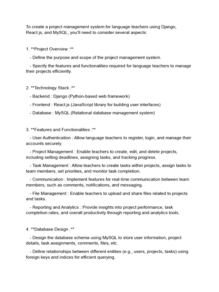 Project Management System For Language Teachers | PDF | Databases | My Sql