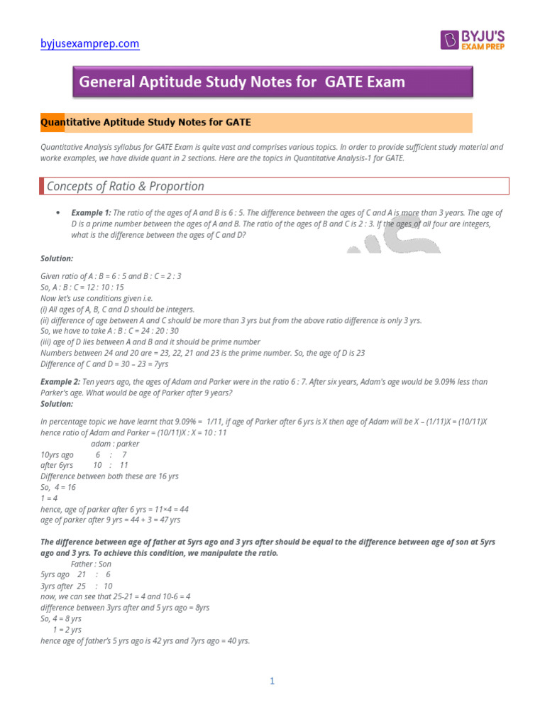 Quantitative Aptitude Study Notes PDF 97 | PDF | Interest | Ratio