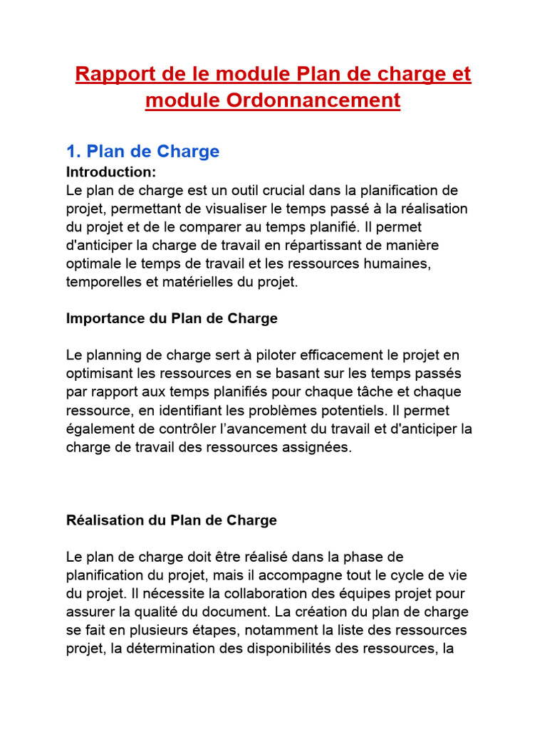 Optimisation du Plan de Charge et Ordonnancement | PDF | Programmation ...