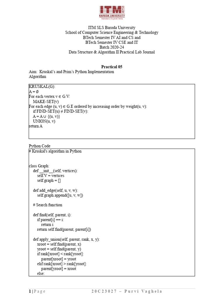 20C23027 Prac5. Updatedpdf | PDF | Vertex (Graph Theory) | Mathematical Relations