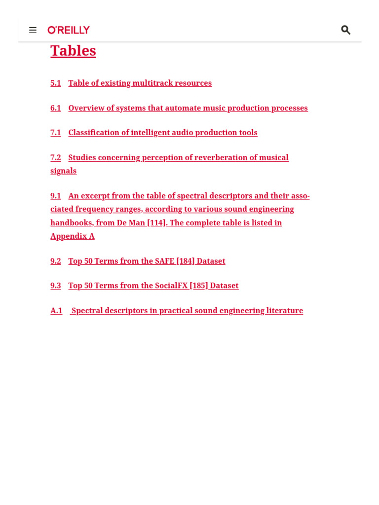 Tables - Intelligent Music Production | PDF