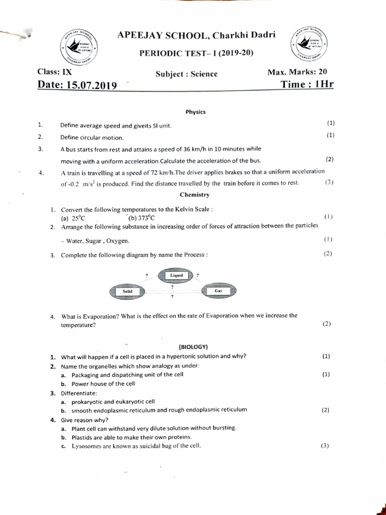 2019-20 IUT 9 SC | PDF | Cell (Biology) | Temperature