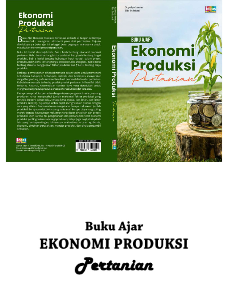 Supriyo Imran Buku Ajar Ekonomi Produksi Pertanian | PDF | Seni
