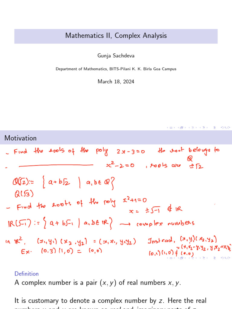 CA Lecture 1 | PDF | Complex Number | Field (Mathematics)