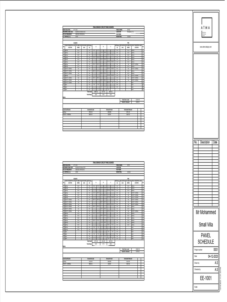 Ee-1001 - Panel Schedule | PDF