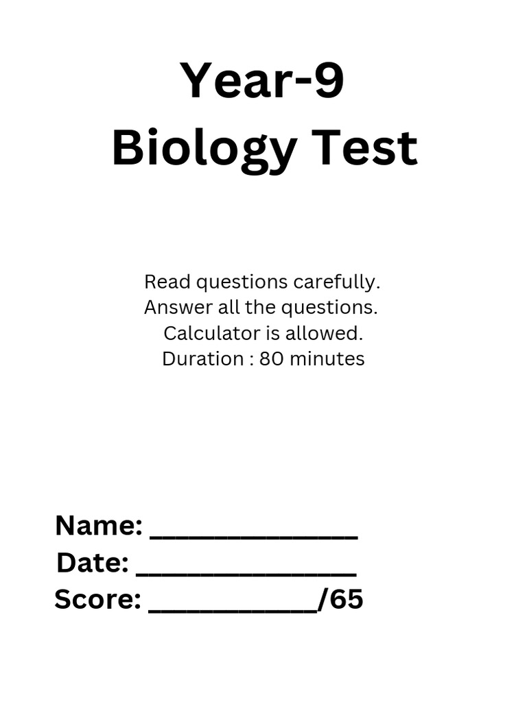 Year-9 Biology Test | PDF