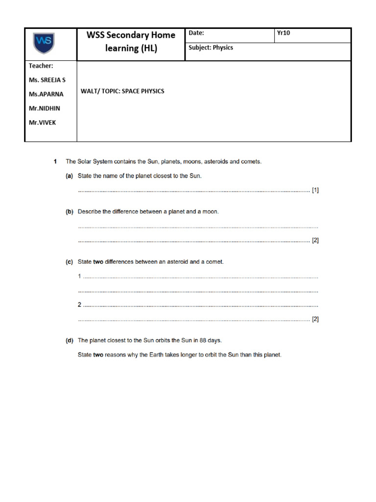 HL Space Physics Week1 | PDF