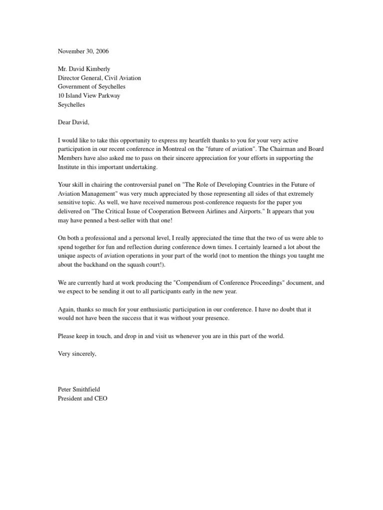 Sample Letter Of Appreciation For Guest Speaker