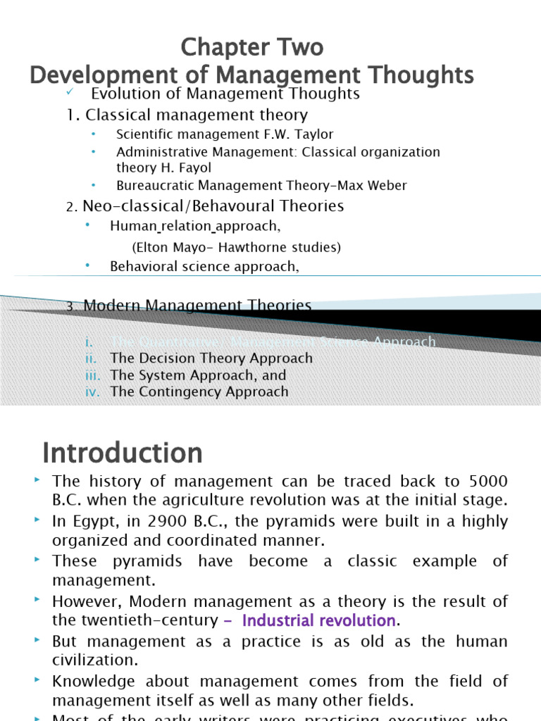 Chapter 2. MANAGEMENT THOUGHTS-1 | PDF | Theory | Science
