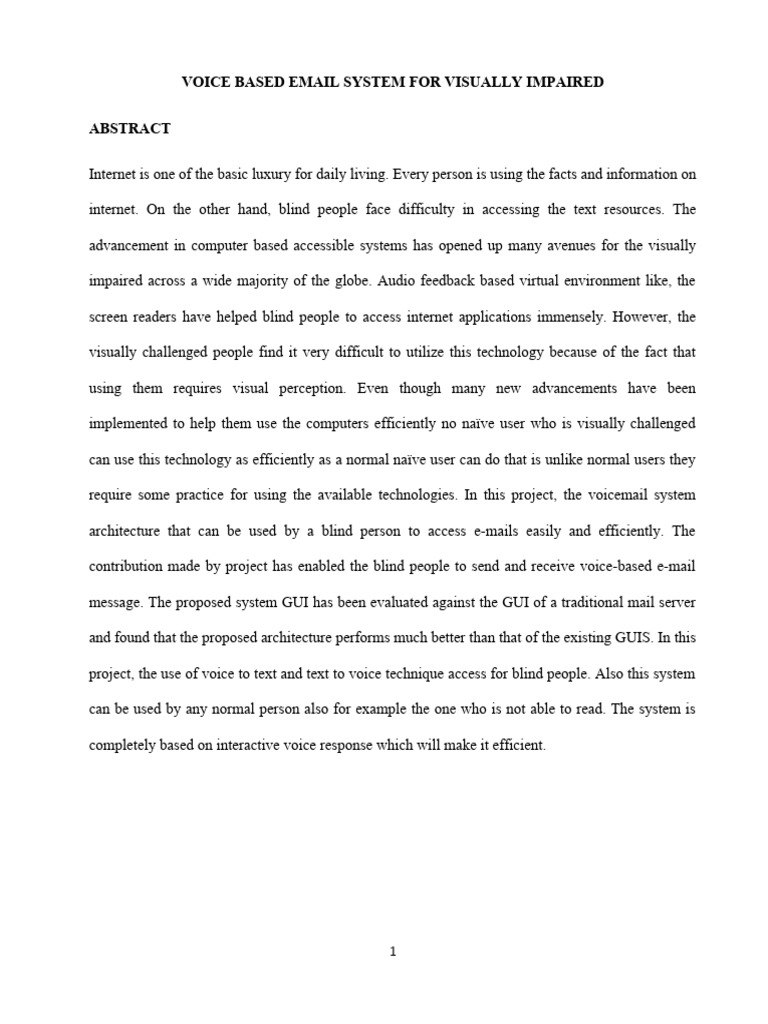 Voice Based Email System For Visually Impaired | PDF | Socialization ...