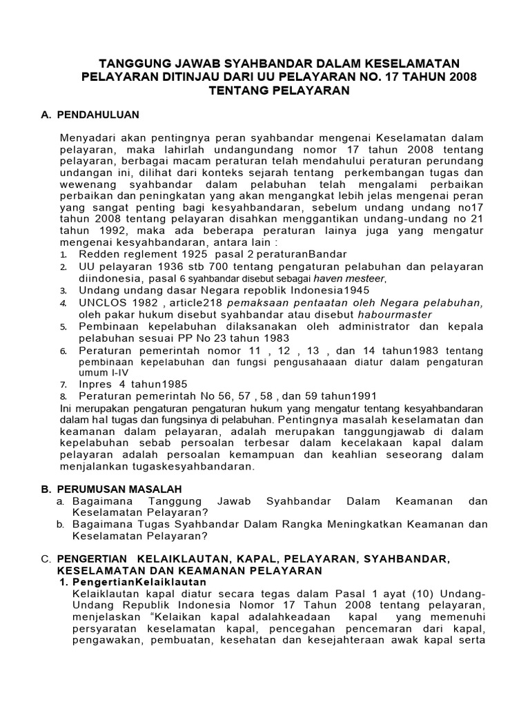 Tanggung Jawab Syahbandar | PDF | Bisnis | Perjalanan