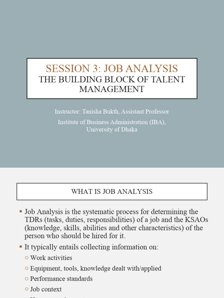 Session 3 Job Analysis | PDF | Business | Industrial And Organizational Psychology