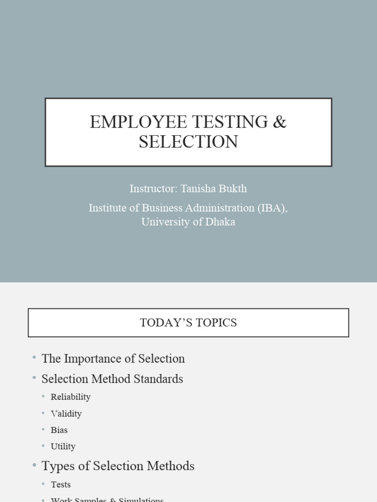 Session 5 Selection | Download Free PDF | Validity (Statistics) | Psychology