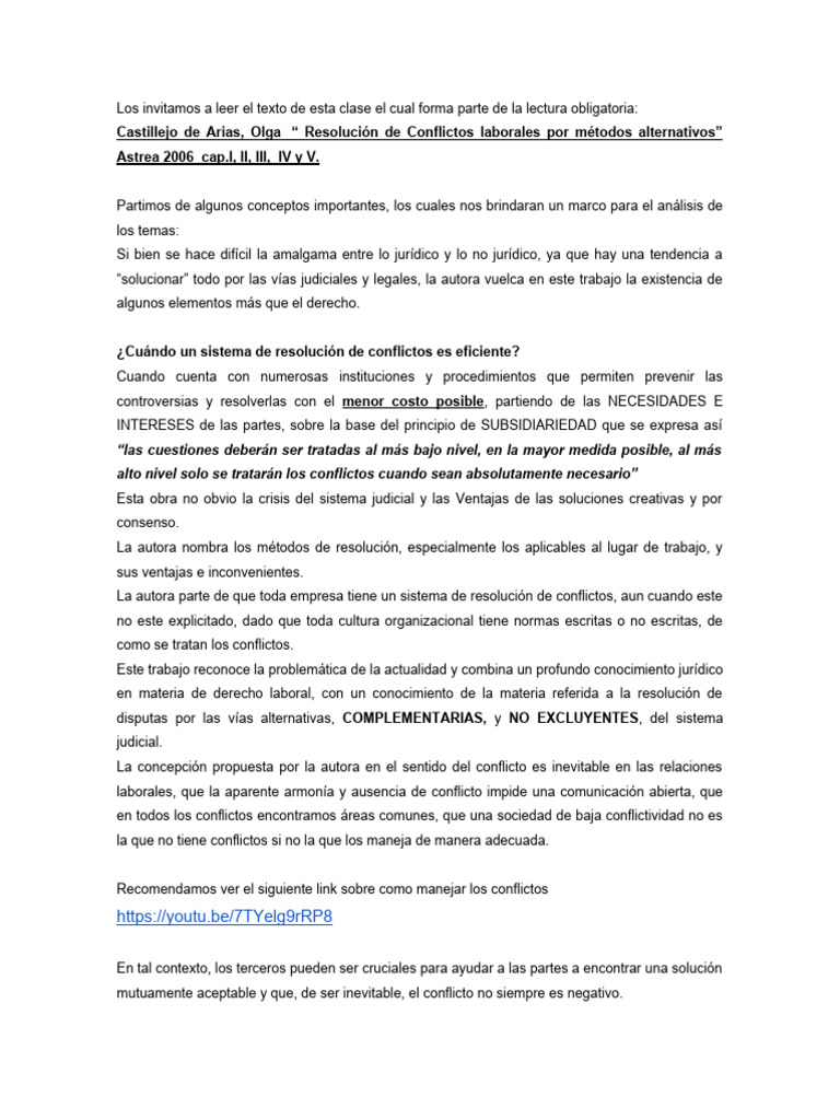 Resumen Clase Olga Castillejo Arias 30-05-2 | PDF | Conflicto (proceso) | Business