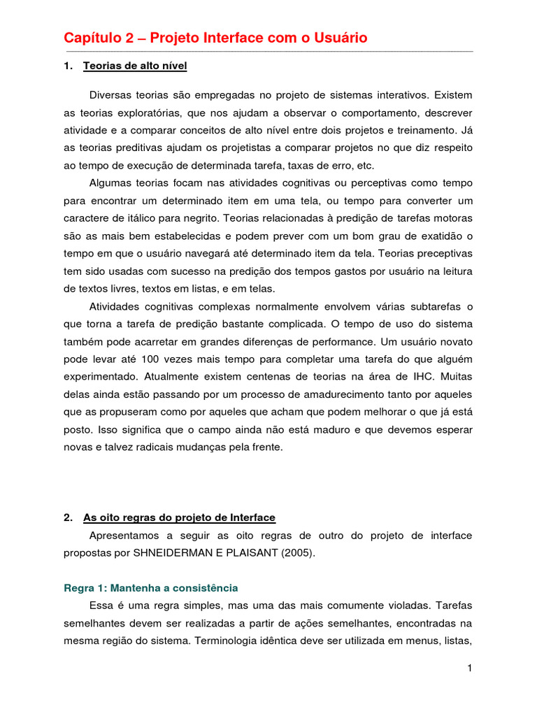 Capítulo 3 - Regras Do Projeto de Interface | PDF | Armazenamento de dados de computador | Tempo